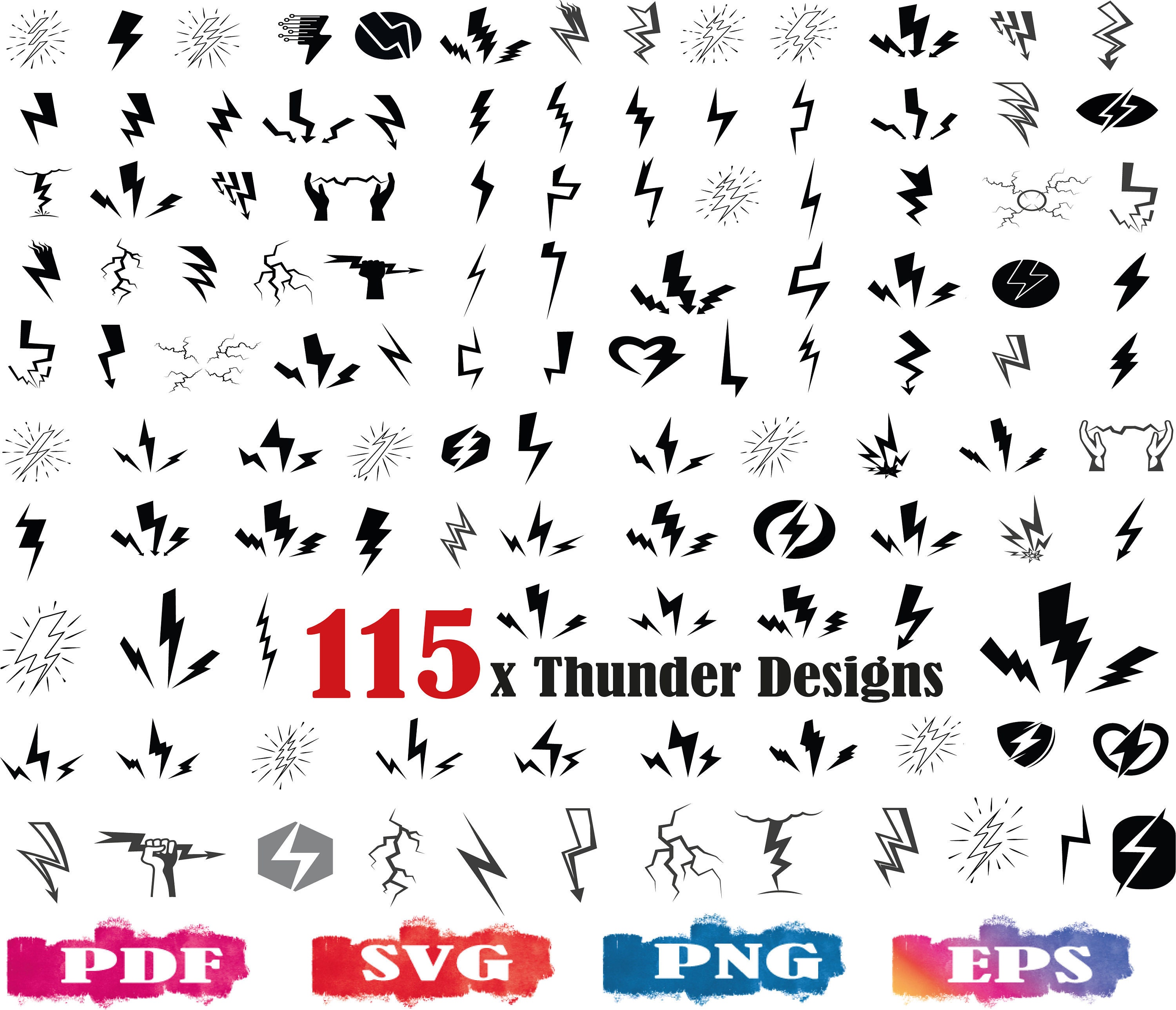 Thunder SVG, Thunder Silhouette, Thunder Clipart, Flash Svg, Cut File ...