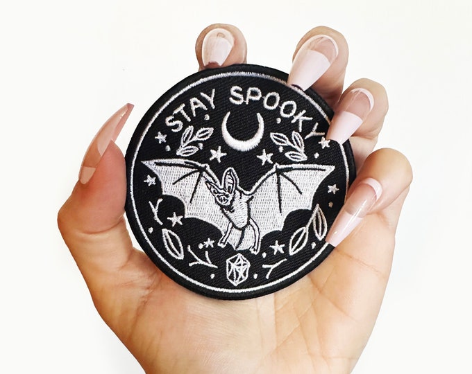 Spooky Bat Pastel Goth Patch Iron on Gothic Halloween Patches Magic Witch Moon Patches Backpack ...