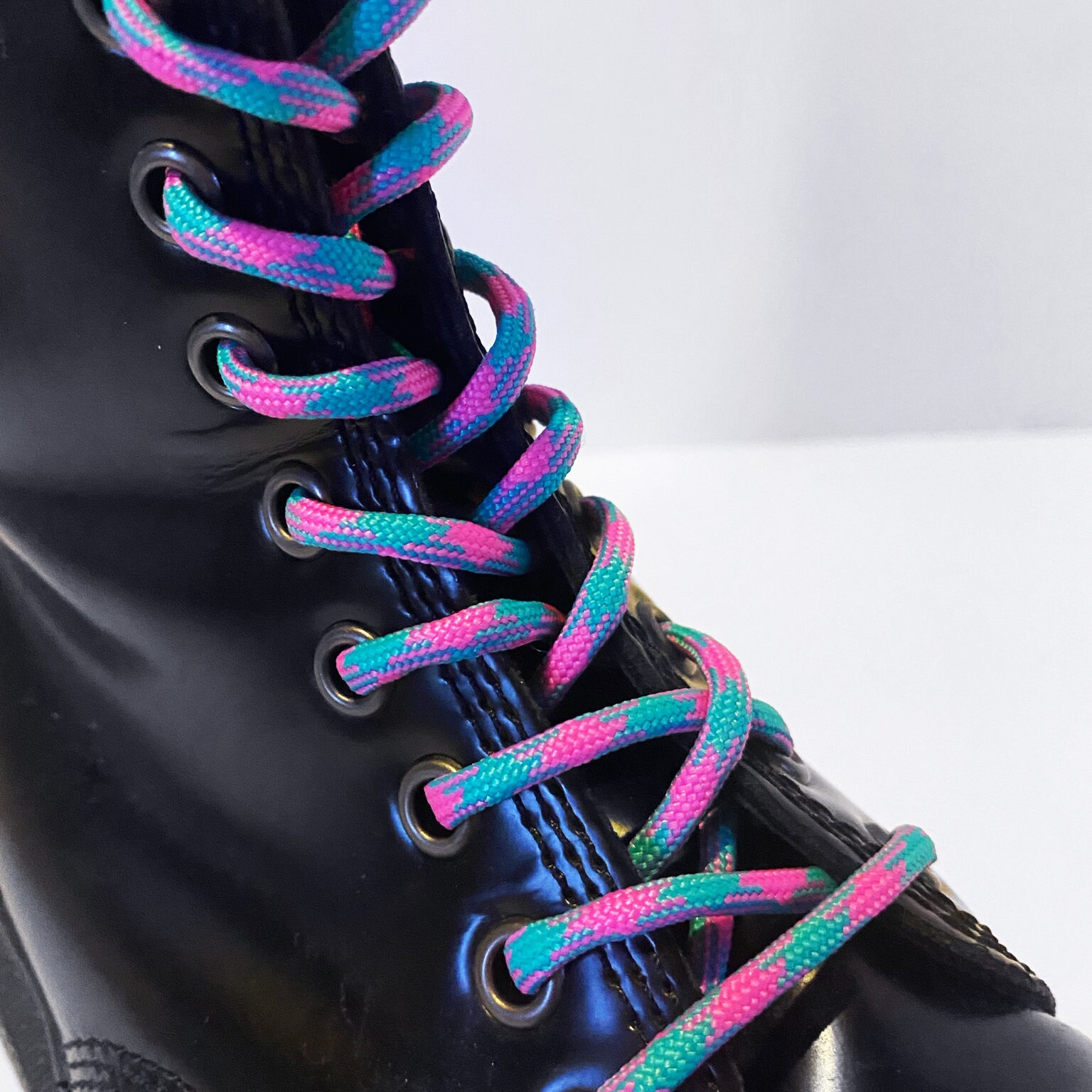 Pink & Blue Shoe Laces Combat Boots Roller Skates Striped | Etsy