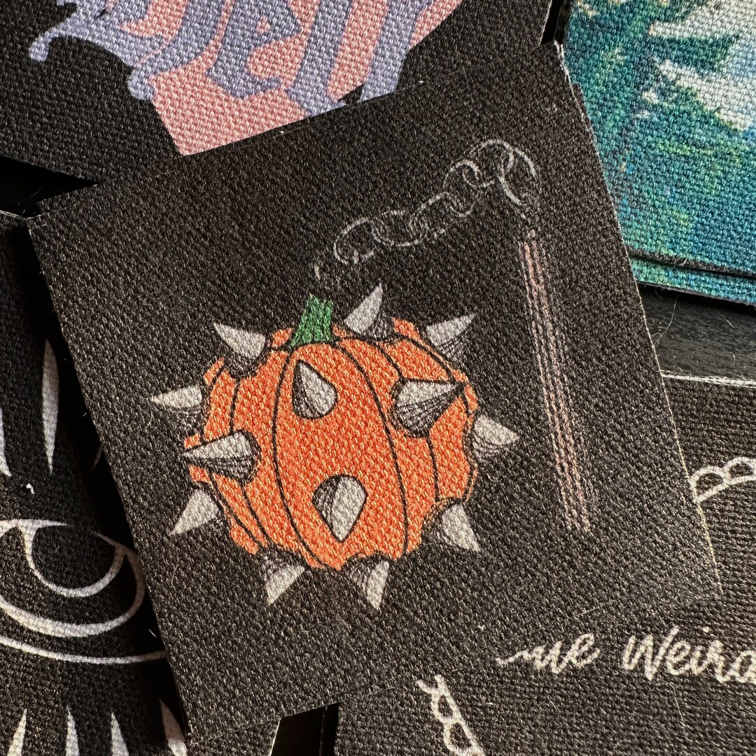 Pumpkin Flail Patch | Gothic Halloween Sew-on Fabric Applique - Etsy