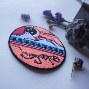 Iron on Fossil Patch Dinosaur Skeleton Mountains Geology - Etsy