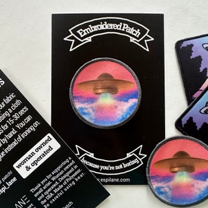 Retro Iron on UFO Patch | Vintage Style Grunge Patches | PRINTED Alien ...