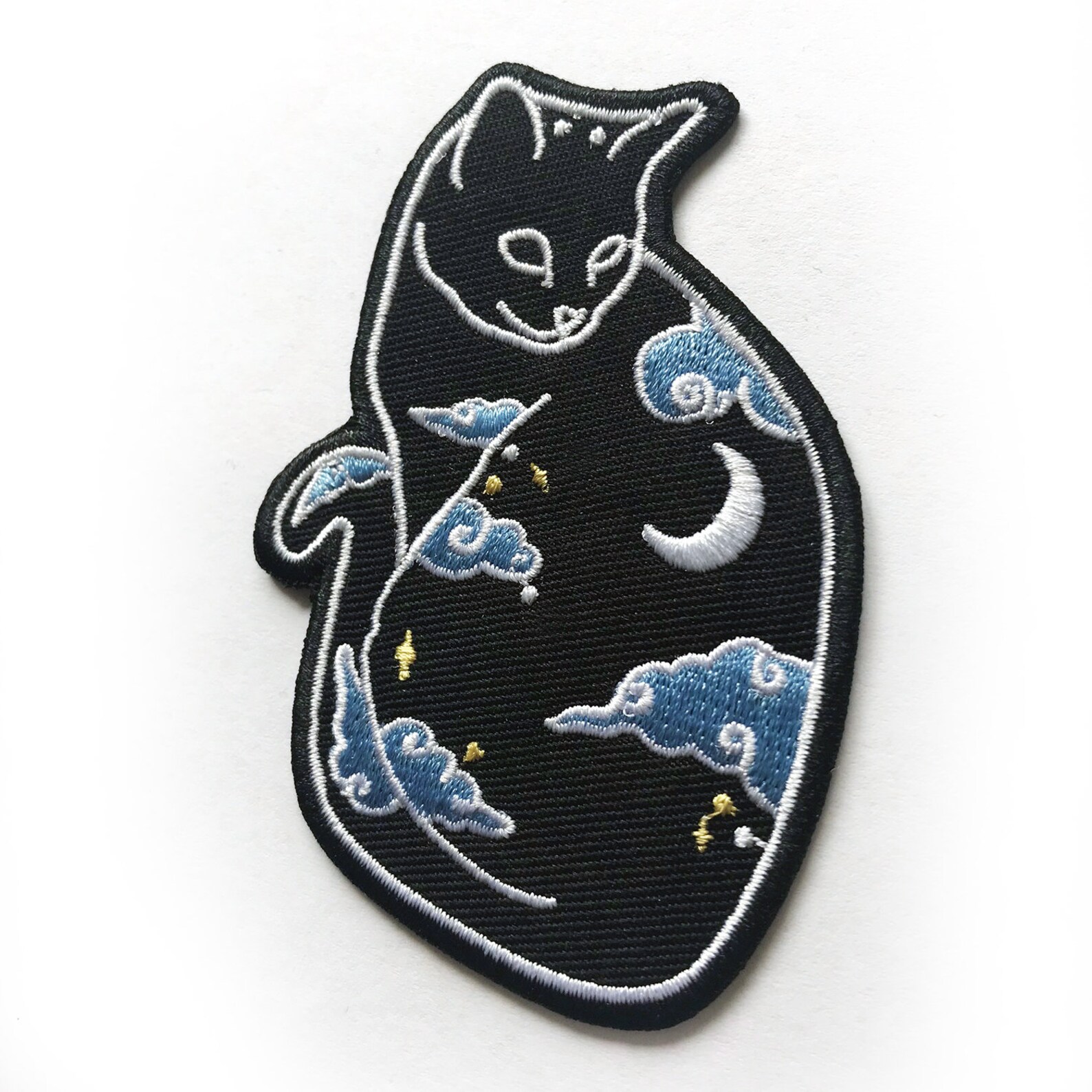 Black Celestial Cat Patch Embroidery Iron On Magic Witch | Etsy