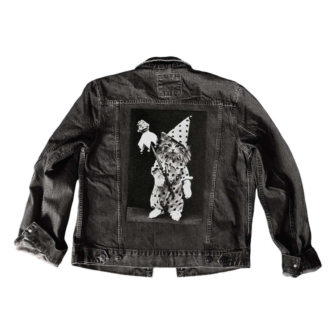 Cat Jester Clown Large Jacket Patch | DIY Handmade Sew on Fabric ...