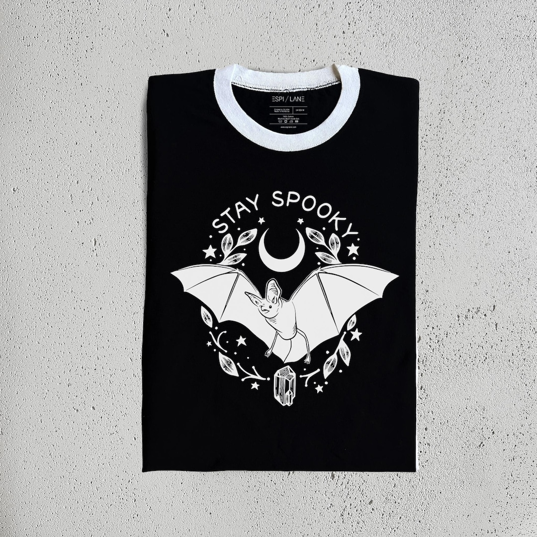 Stay Spooky Bat T-shirt | Halloween Graphic Ringer & Crew Tees | Unisex ...