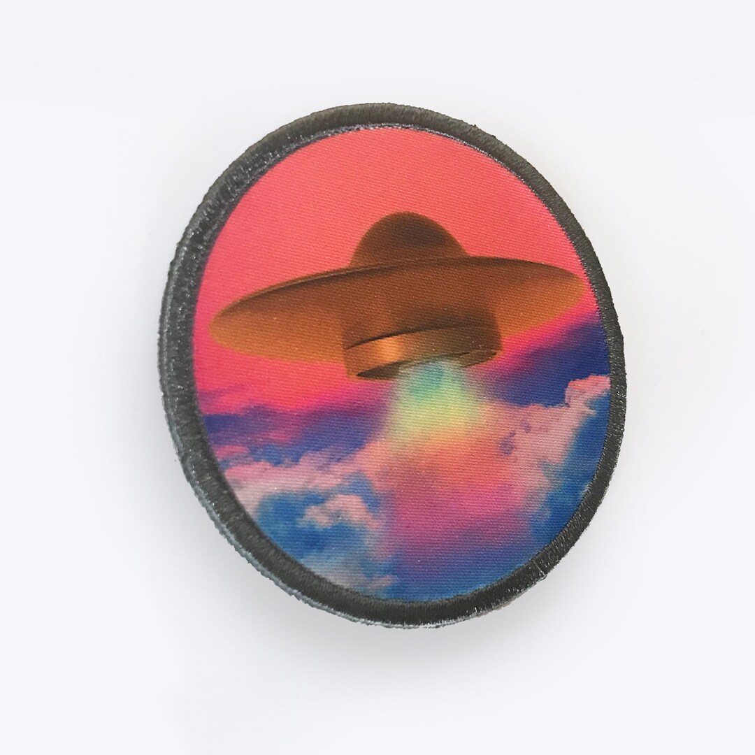 Retro Iron on UFO Patch | Vintage Style Grunge Patches | PRINTED Alien ...
