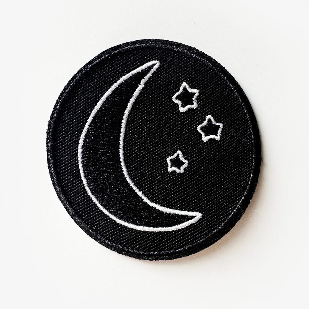 Moon & Stars Iron on Patch: Celestial Embroidery, Espi Lane Design (2") - Etsy