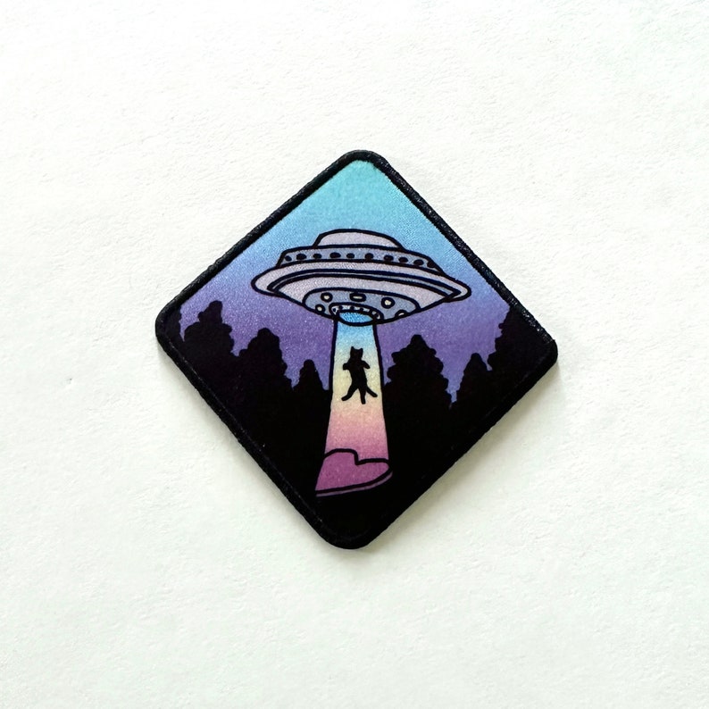 UFO Cat Alien Printed Patch Iron on Patches Cute Kitty - Etsy