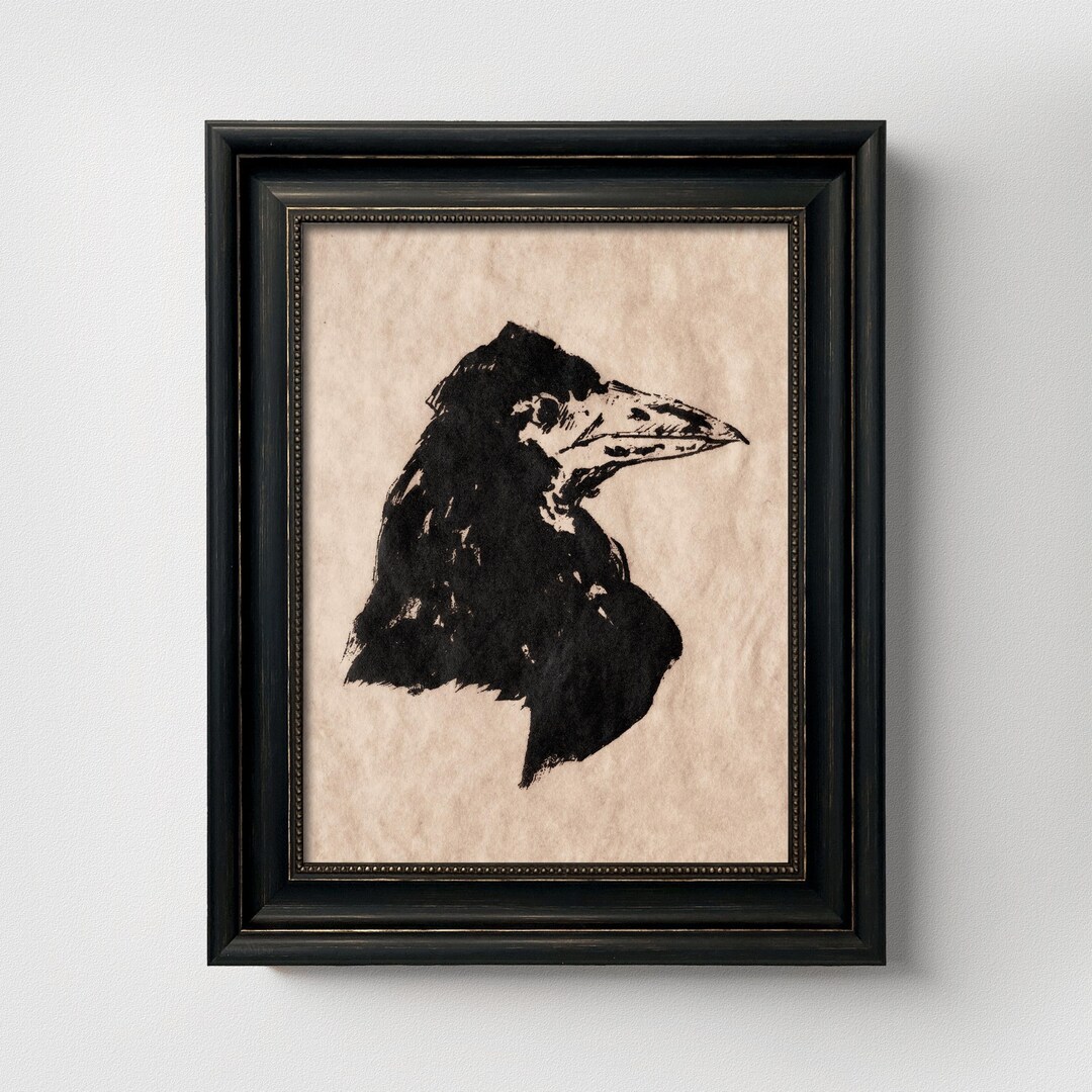 Vintage Raven Fine Art Print | Manet Sketch Wall Art | Beige Brown ...