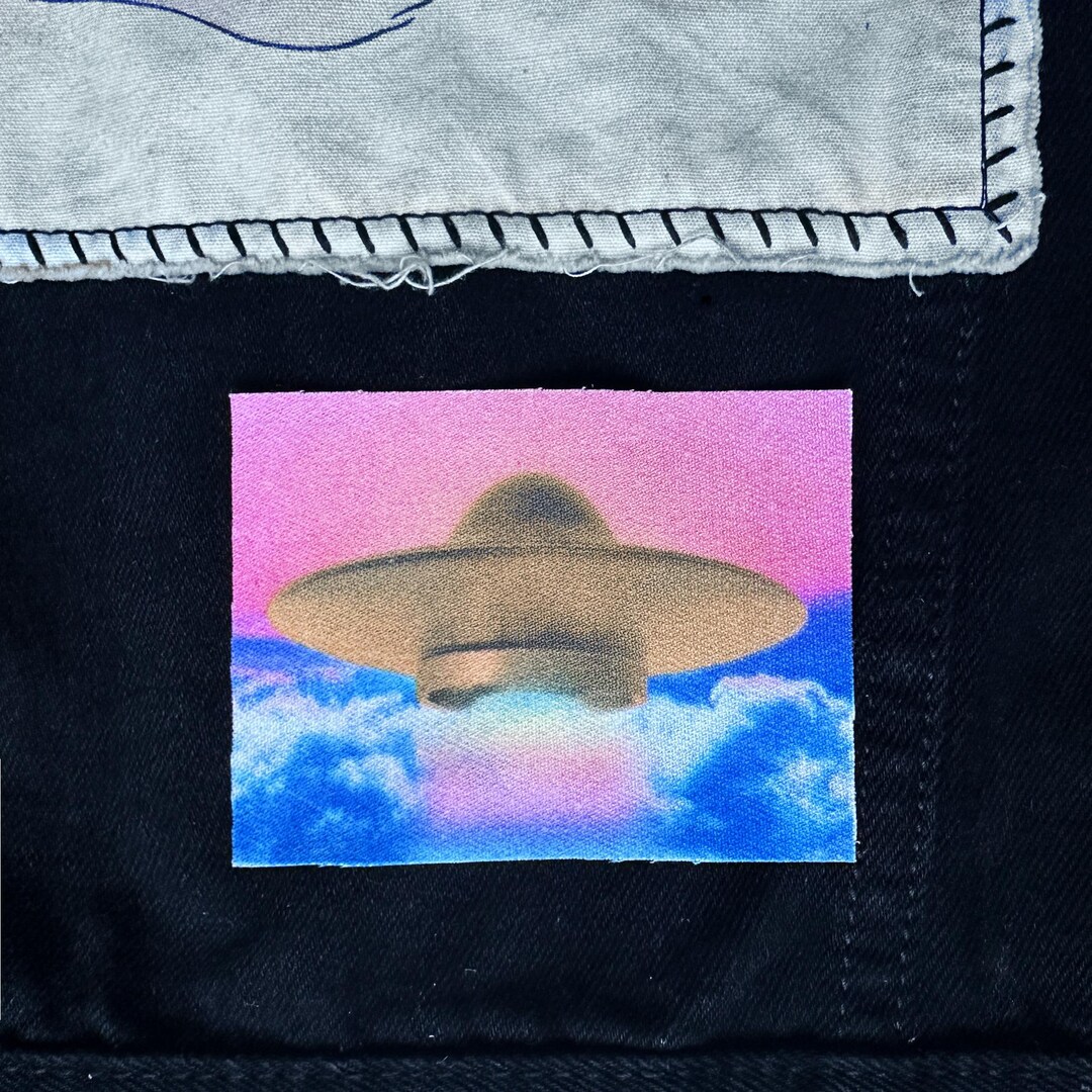 UFO Patch | Pink and Gold Full Color Sewn on Patches | DIY Handmade ...