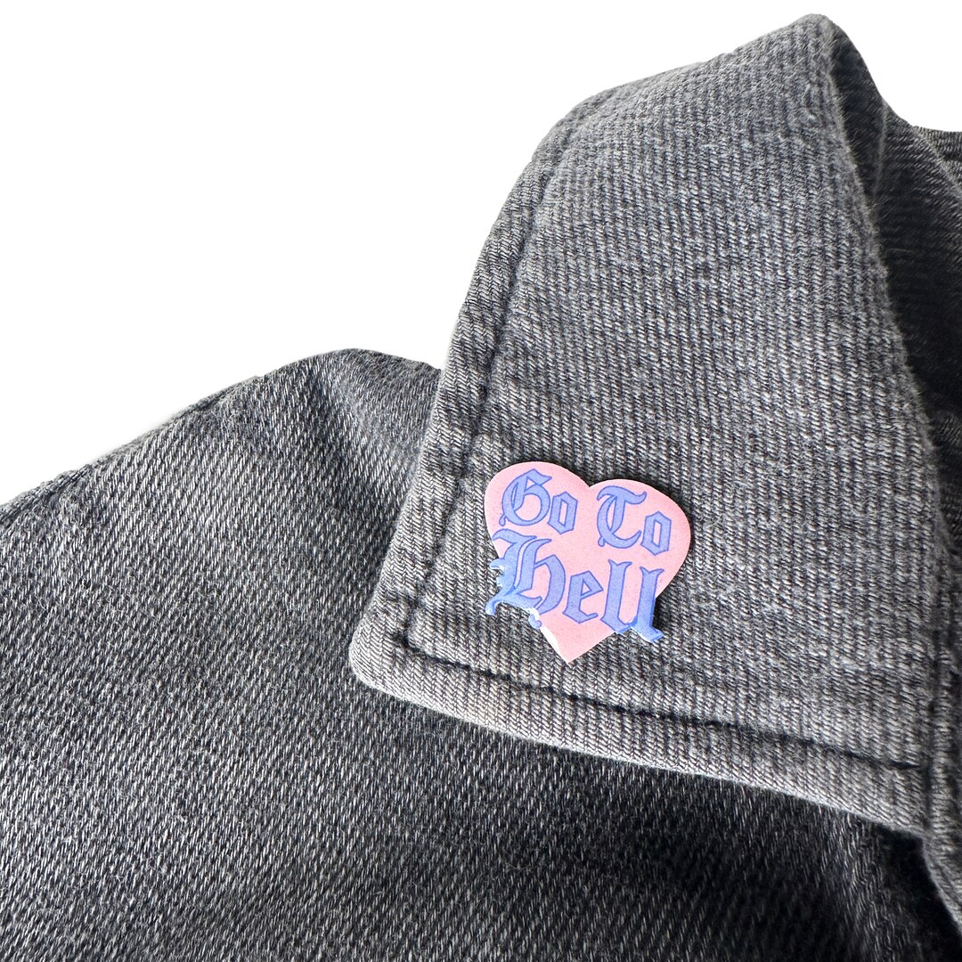 Go to Hell Lapel Pin Heart Punk Pastel Goth Spooky Cute Brooch Enamel ...