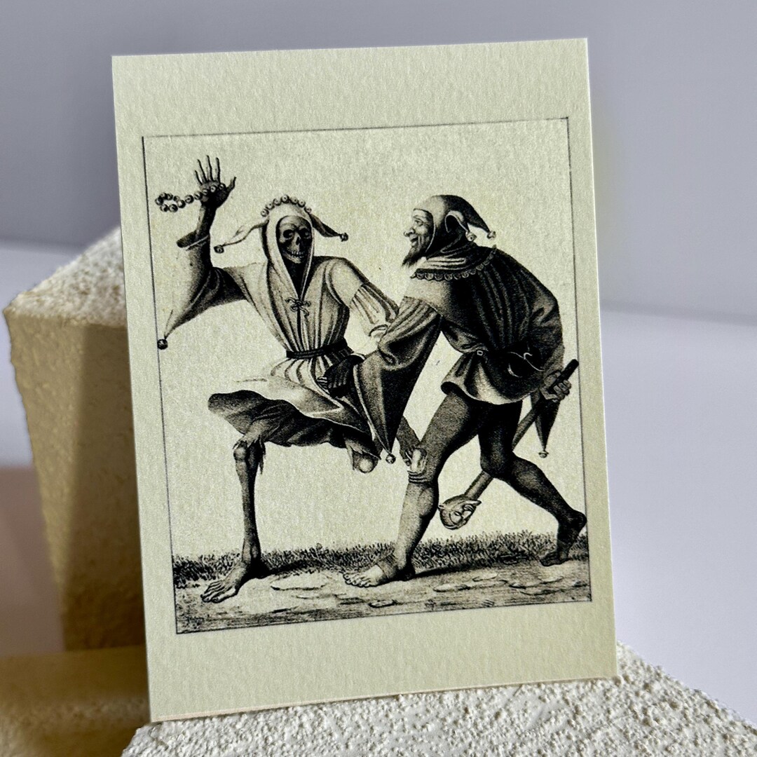 Jester & Death Mini Art Print | Tiny Wall Art Collector Prints (2.5X3.5 ...