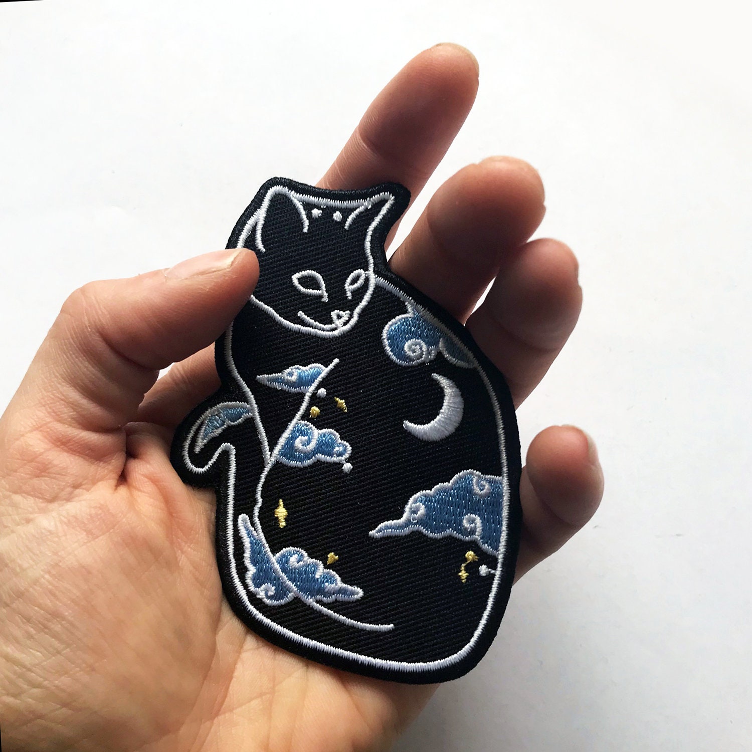 Black Cat Moon Patch Embroidery Iron On Pastel Goth | Etsy