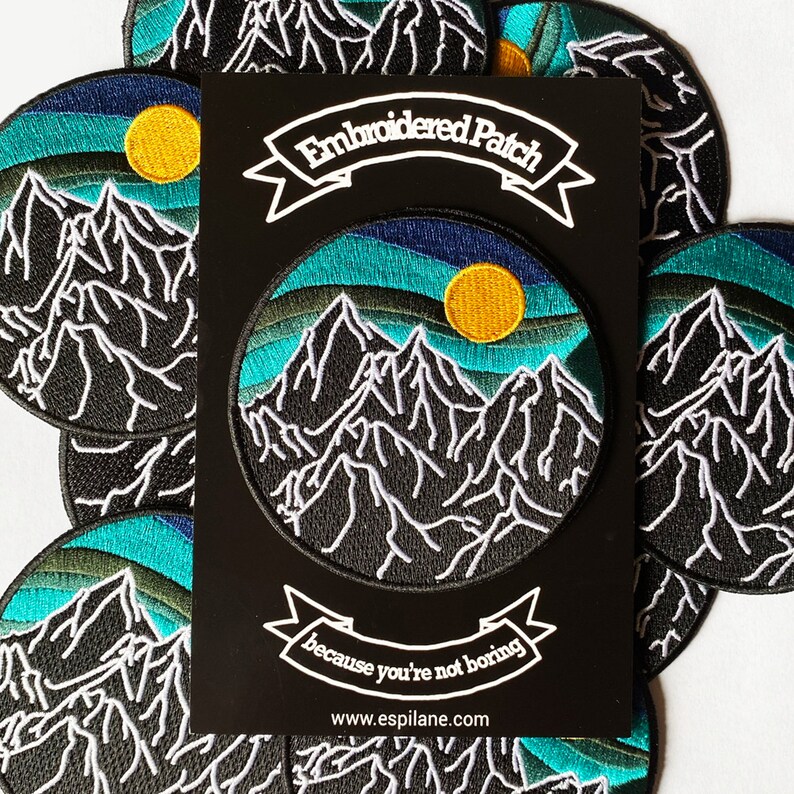 Retro Mountain Patch Embroidered Vintage Style Hiking | Etsy