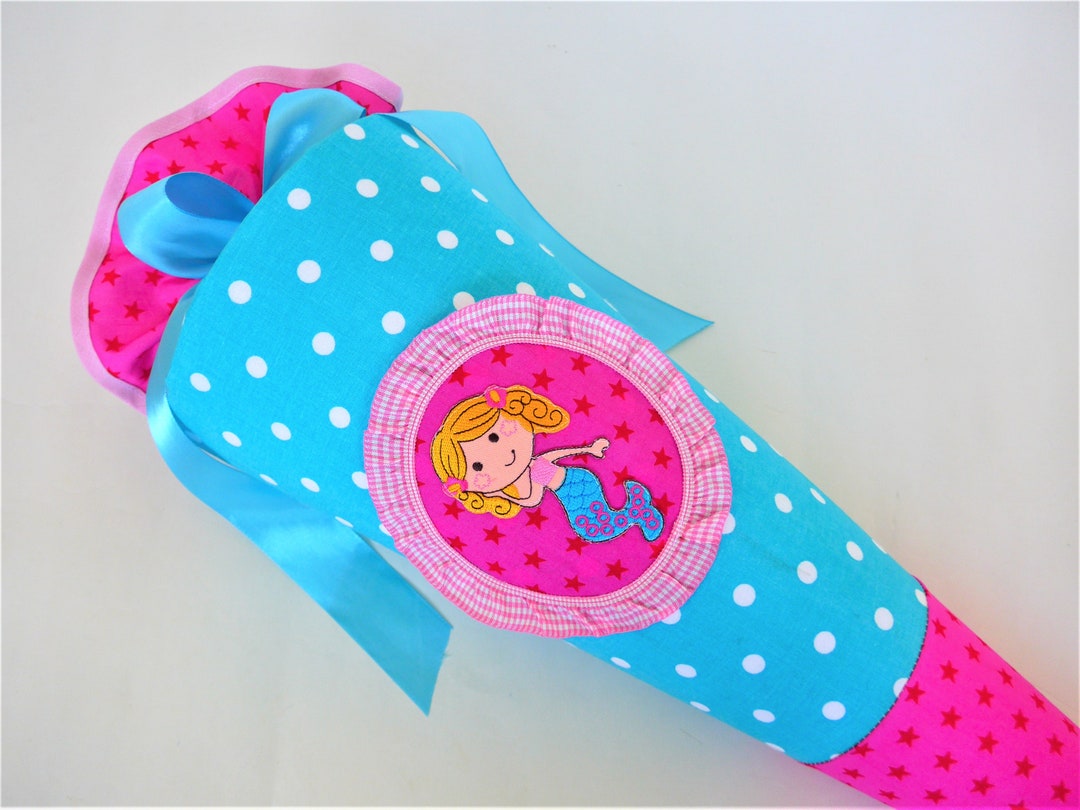 MERMAID Schultüte Later Pillow Sugar Bag Made of Fabric Turquoise Pink ...