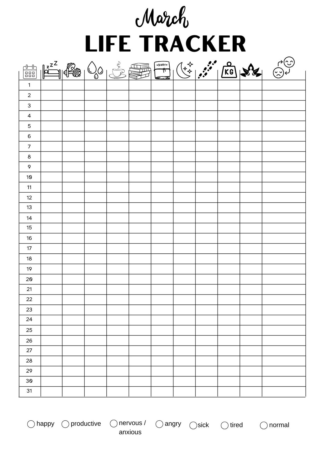 Monthly Digital Tracker - Etsy