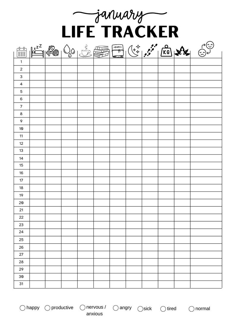 Monthly Digital Tracker - Etsy