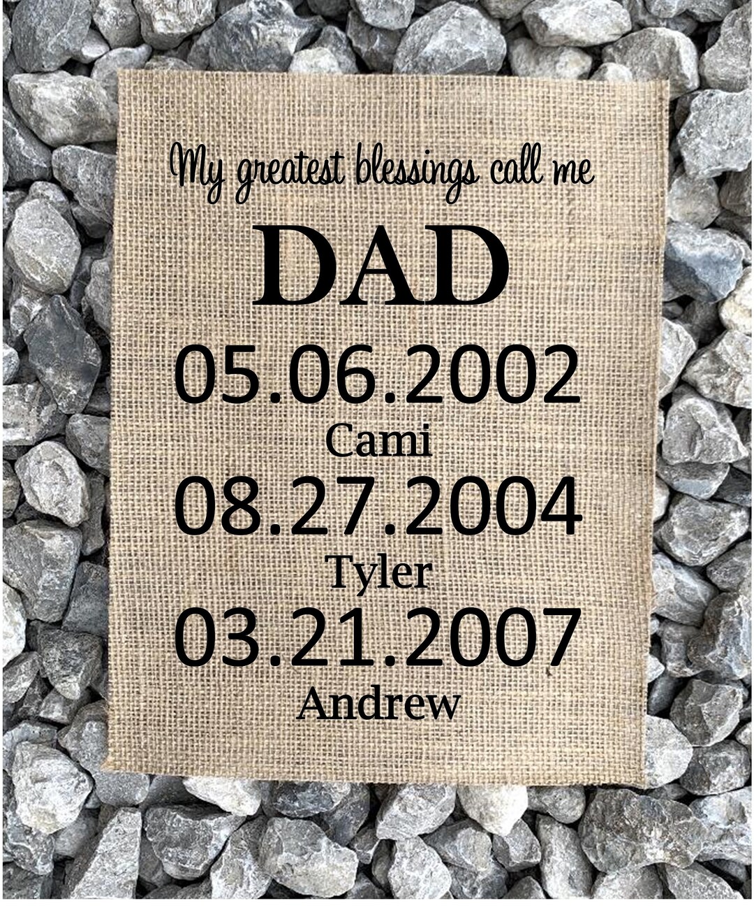 Personalized DAD Burlap Sign, Children's Names, Father's Day Gift - Etsy