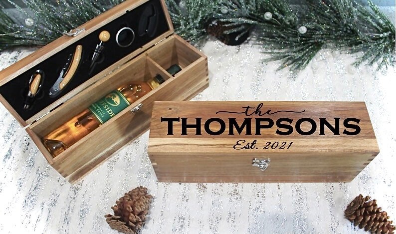 Custom Engraved Bamboo Wine Box Gift Set With Tools - Etsy