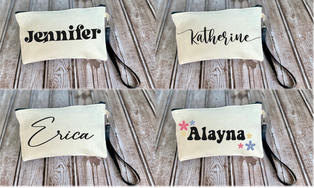 Personalized Canvas Pencil Case, Custom Name Cosmetic Bag - Etsy