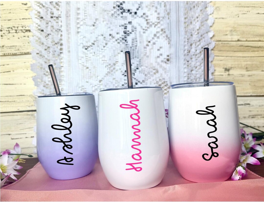 Personalized Wine Tumbler With Straw, Stainless Steel Vacation Cup - Etsy