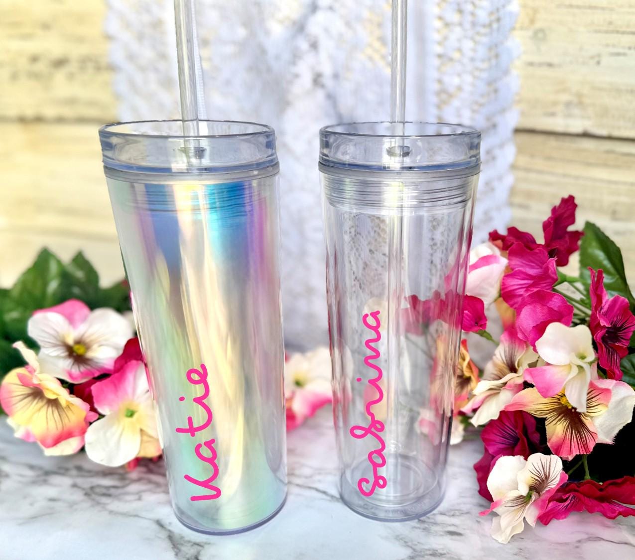 Personalized Villa Tumbler Cup With Straw, Iridescent or Clear 20oz ...