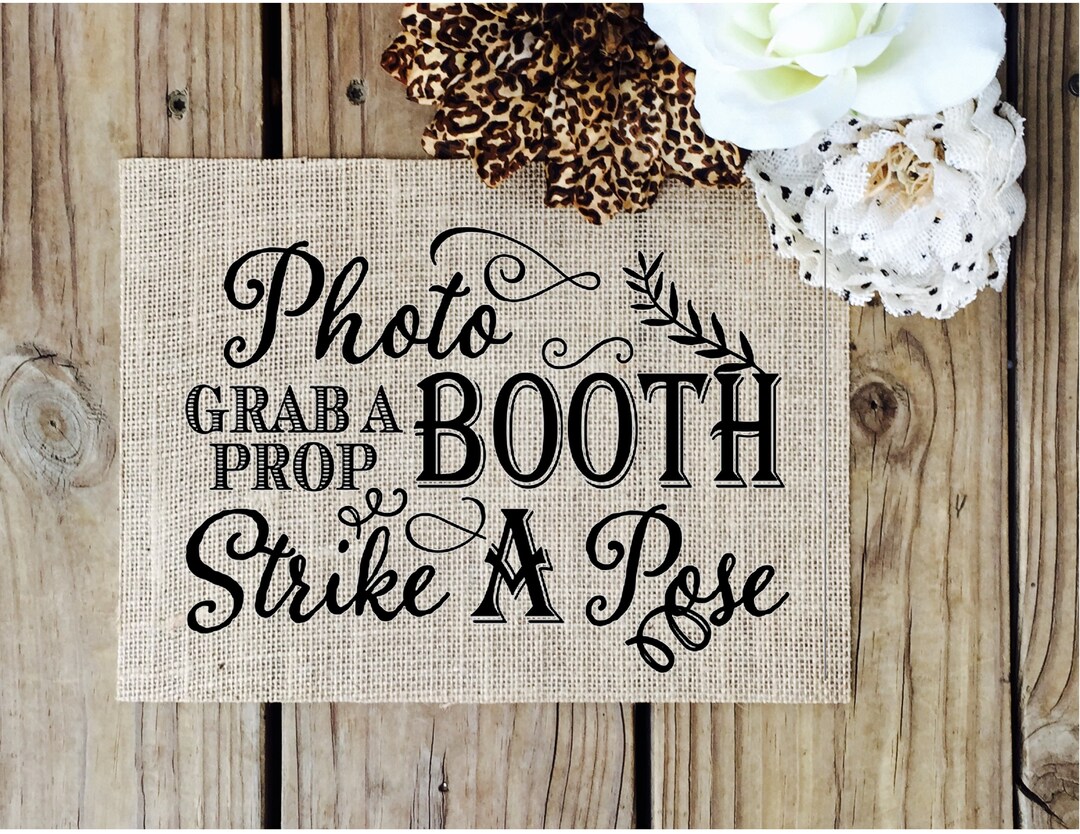 Burlap Photo Booth Wedding Sign - Grab a Prop (8x10 Print) - Etsy
