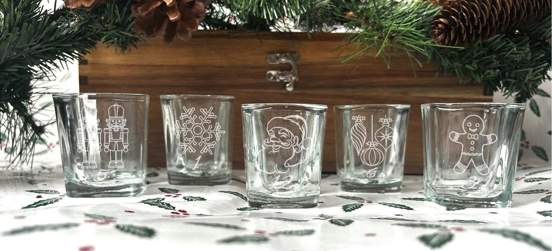 Custom 12 Days of Christmas Shot Glass Set, 12 Piece Holiday Shot ...