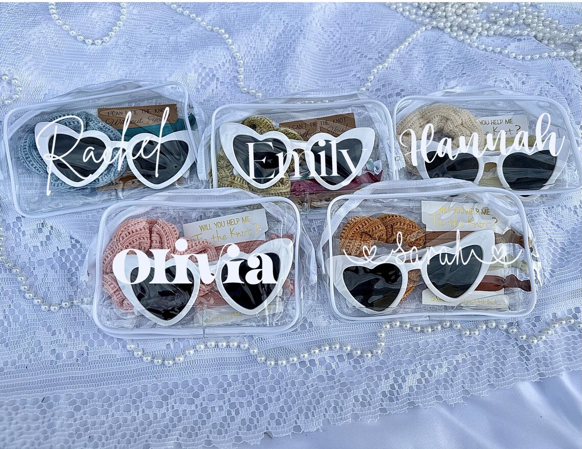 Personalized Bridesmaid Proposal Bag, Scrunchie, Sunglasses, and ...