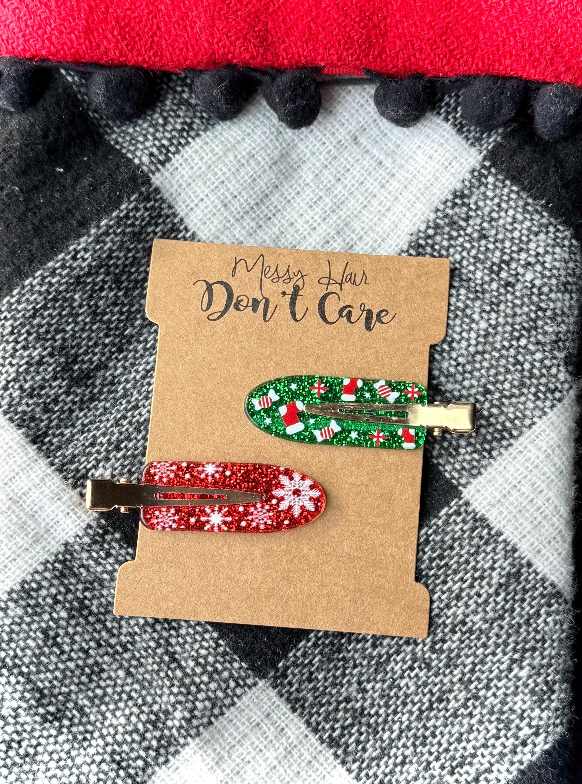 Christmas Hair Clip Set, Sparkly Holiday Barrettes - Etsy