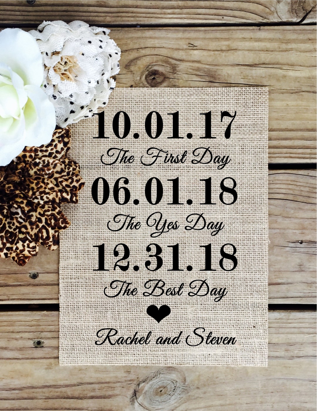 Custom Burlap Wedding Date Sign, Couple Names, Anniversary Gift - Etsy
