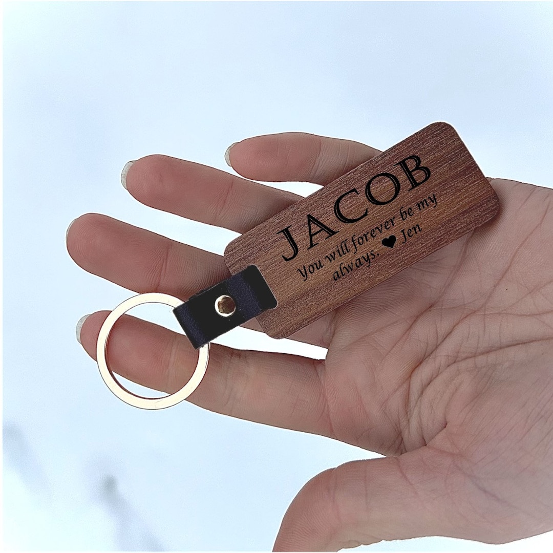Custom Wooden Keychain, Engraved Wood Keychain, Valentines Day Gift ...