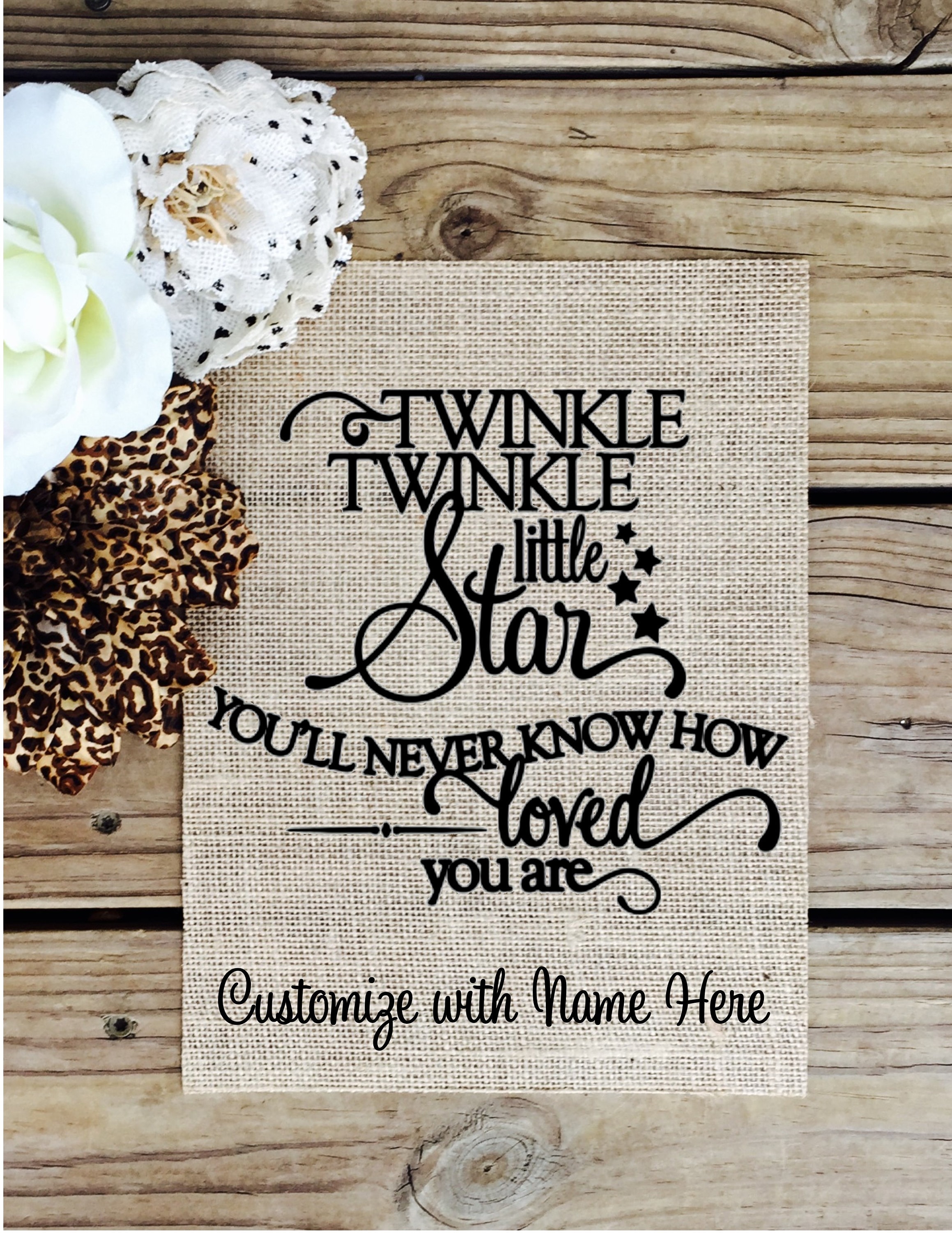 Custom Burlap Nursery Sign, Twinkle Twinkle Little Star, Baby Shower ...