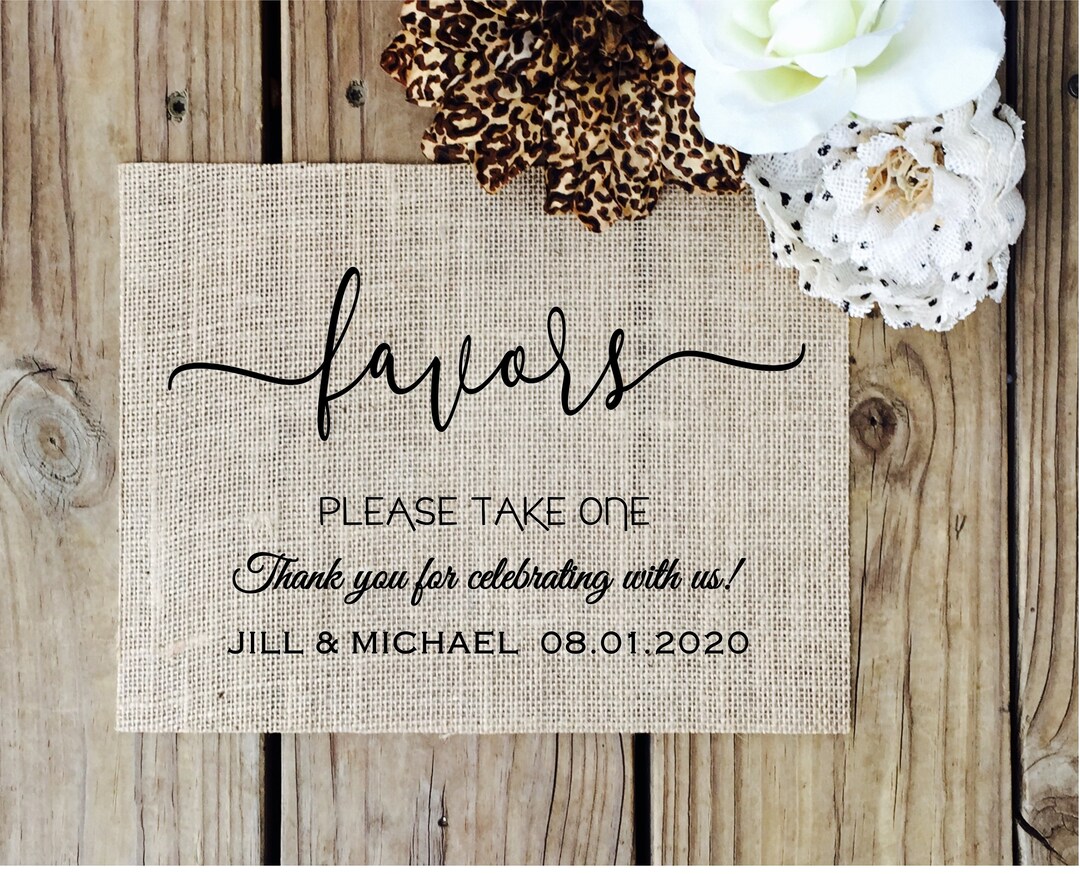 Handmade Wedding Favors Burlap Sign | 8x10 Jute Table Decor - Etsy