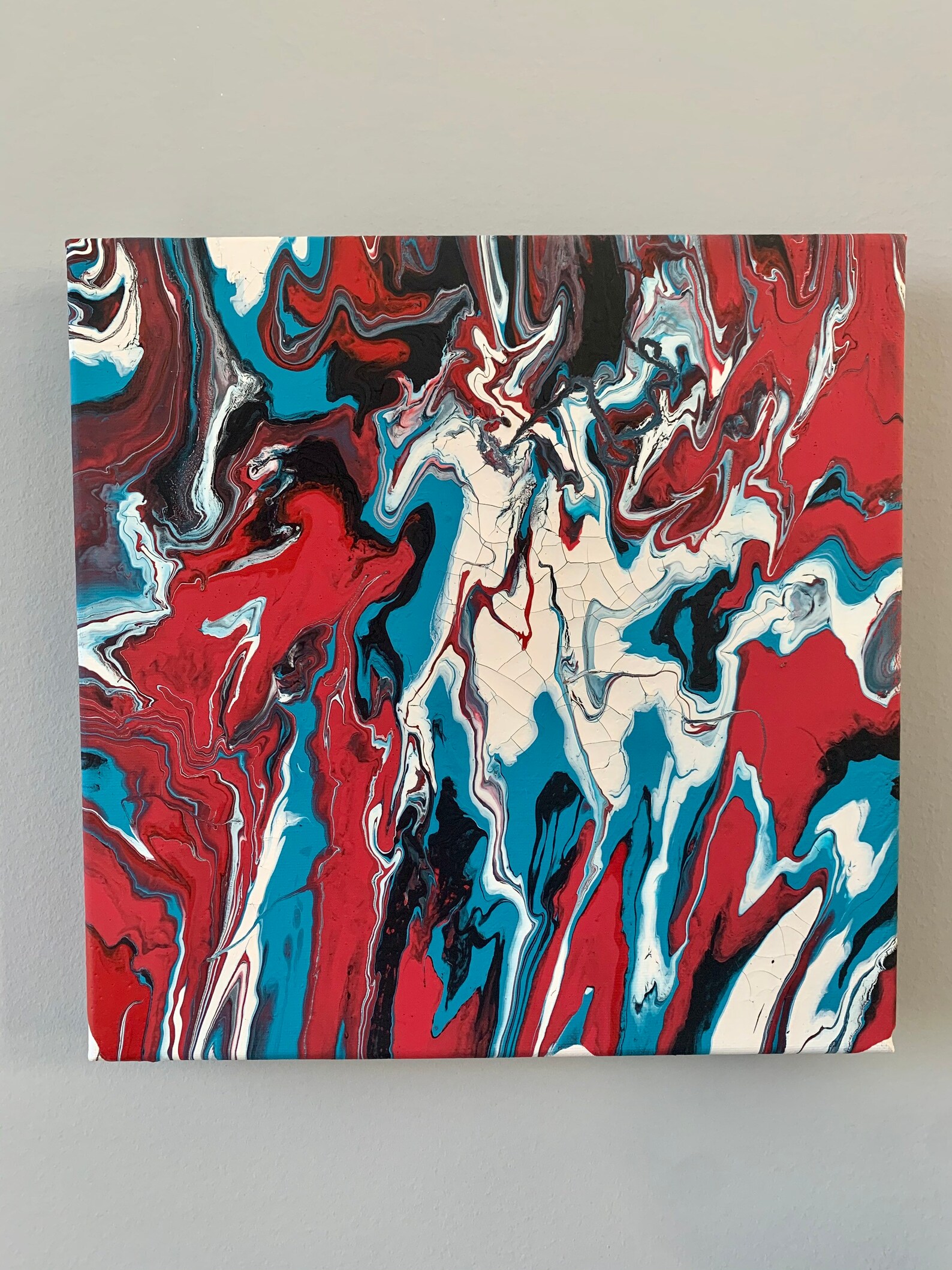 Superhero Collision Drip Painting, 12x12 Acrylic Canvas, Boys Room Art ...