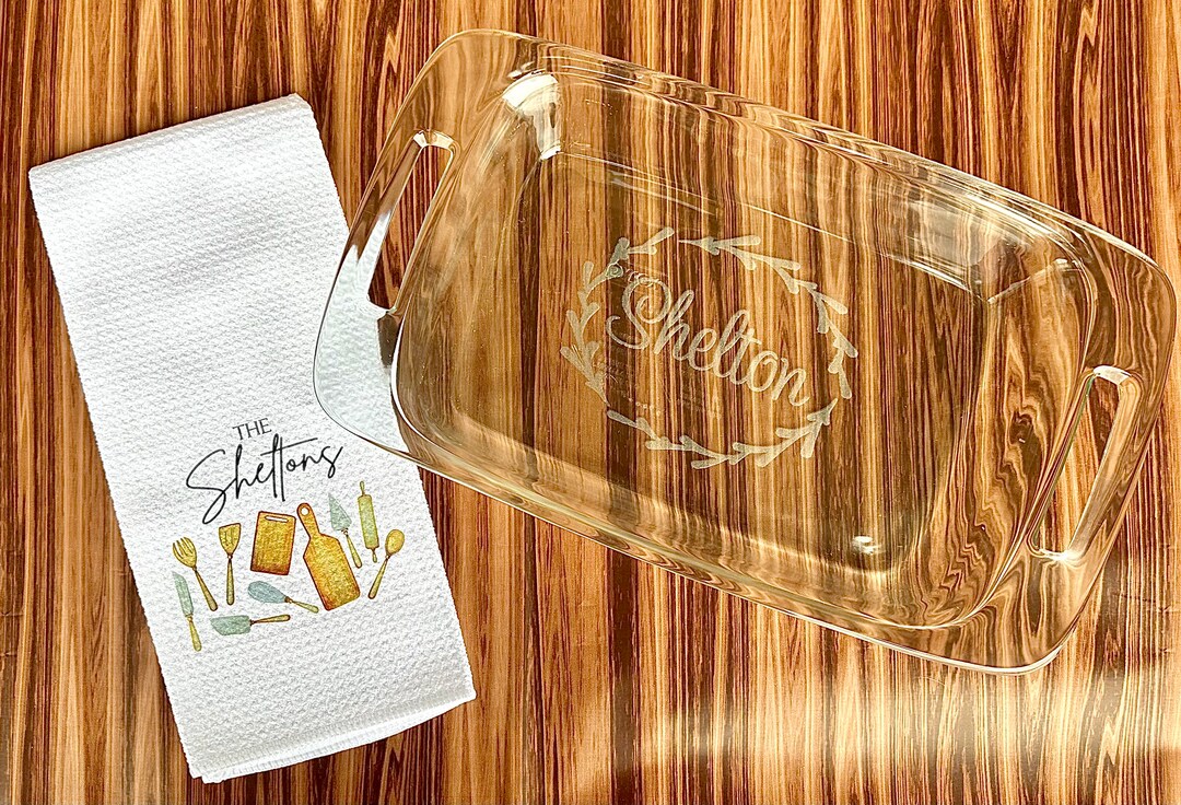 Custom Baking Dish Kitchen Towel Gift Set, Custom Bakeware, Custom Dish ...