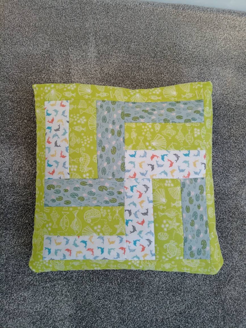 Quillow, Baby Quilt, Playmat, Sea Life, Blue Green & White, 51" X 39 ...