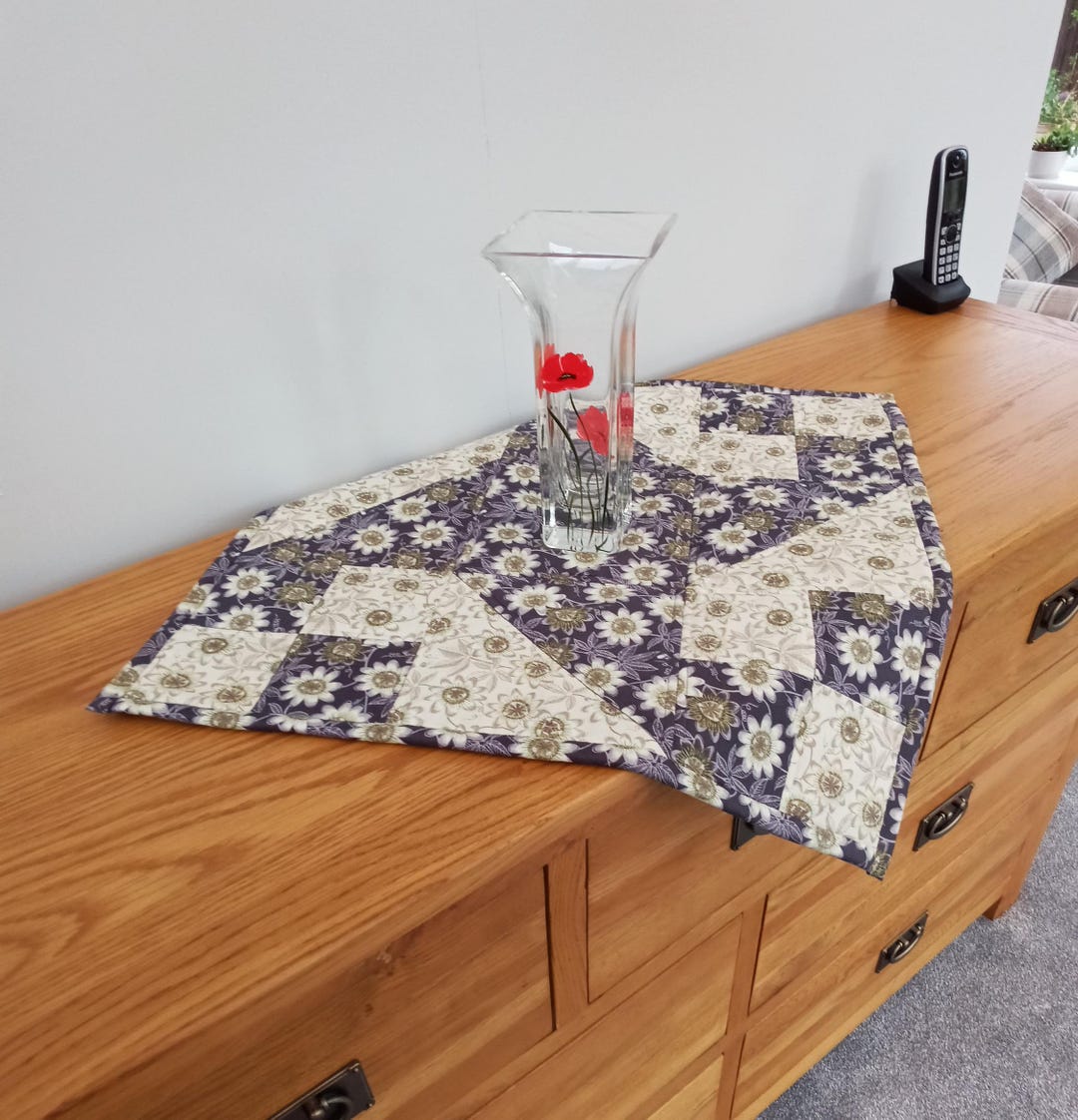 Quilted Table Topper, Square Table Topper, Passion Flowers, Handmade ...