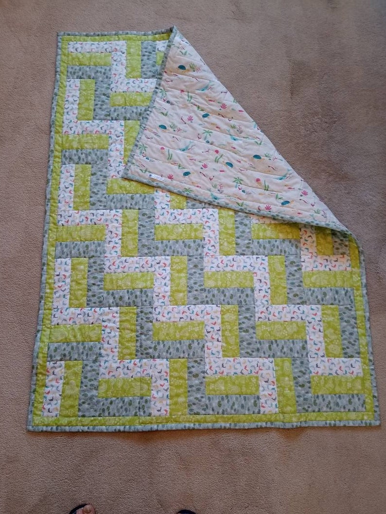 Quillow, Baby Quilt, Playmat, Sea Life, Blue Green & White, 51" X 39 ...