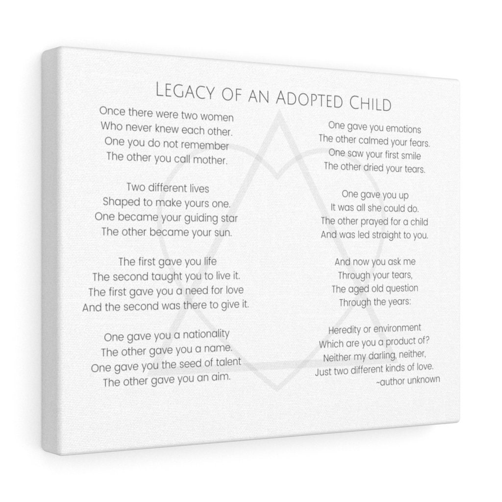 Canvas Gallery Wraps | Legacy of an Adopted Child Poem | Adoption Gift ...