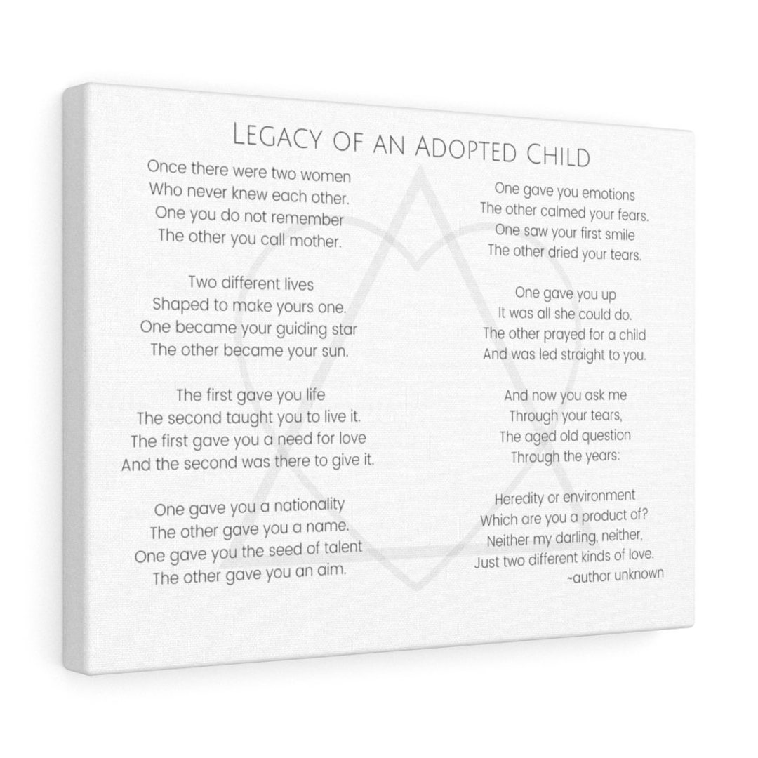 Canvas Gallery Wraps | Legacy of an Adopted Child Poem | Adoption Gift ...