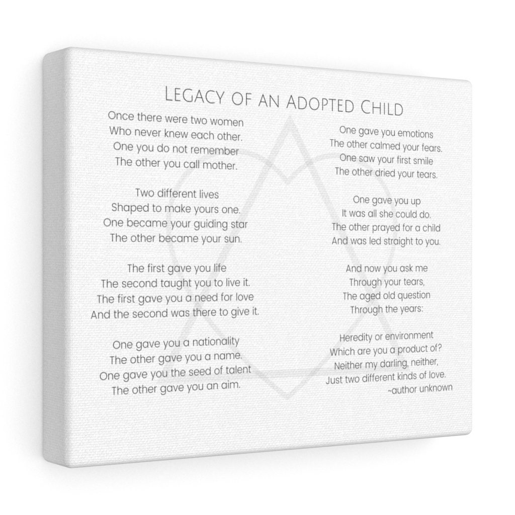 Canvas Gallery Wraps | Legacy of an Adopted Child Poem | Adoption Gift ...