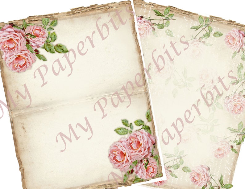 DIGITAL, Vintage Shabby Pink Rose ,pink Rose, Digital Junk Journal Kits ...