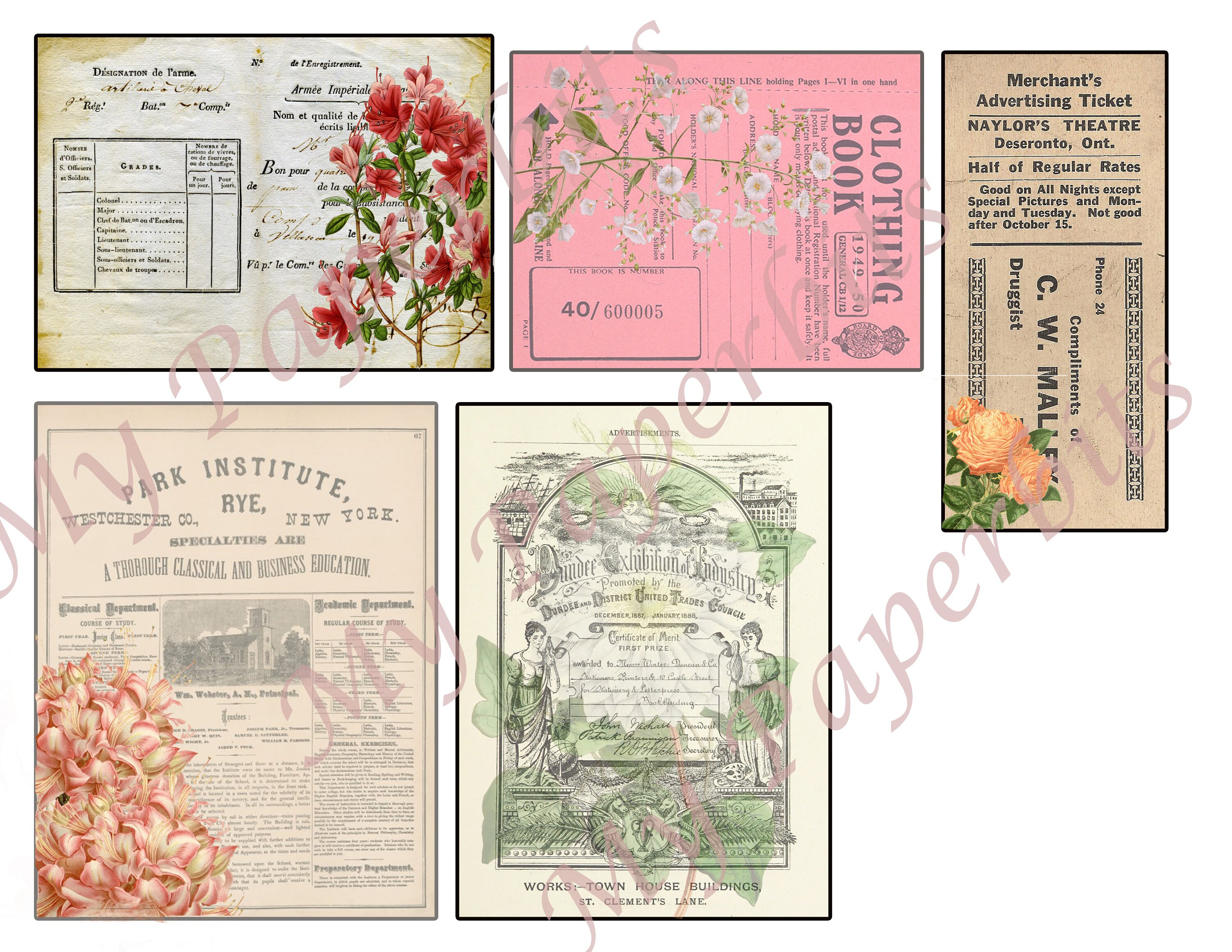 Vintage Digital Ephemera Vintage Ephemera Floral Ephemera - Etsy