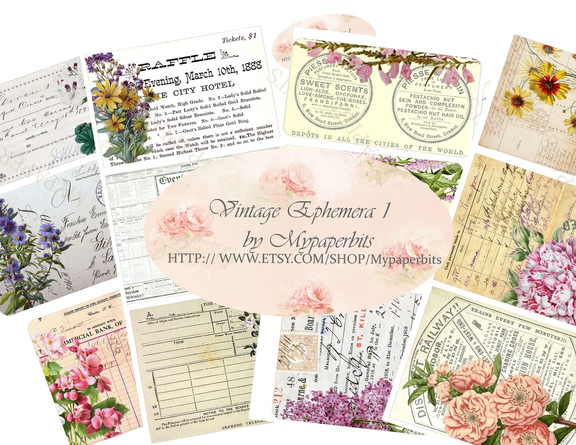 Vintage Digital Ephemera Vintage Ephemera Floral Ephemera - Etsy