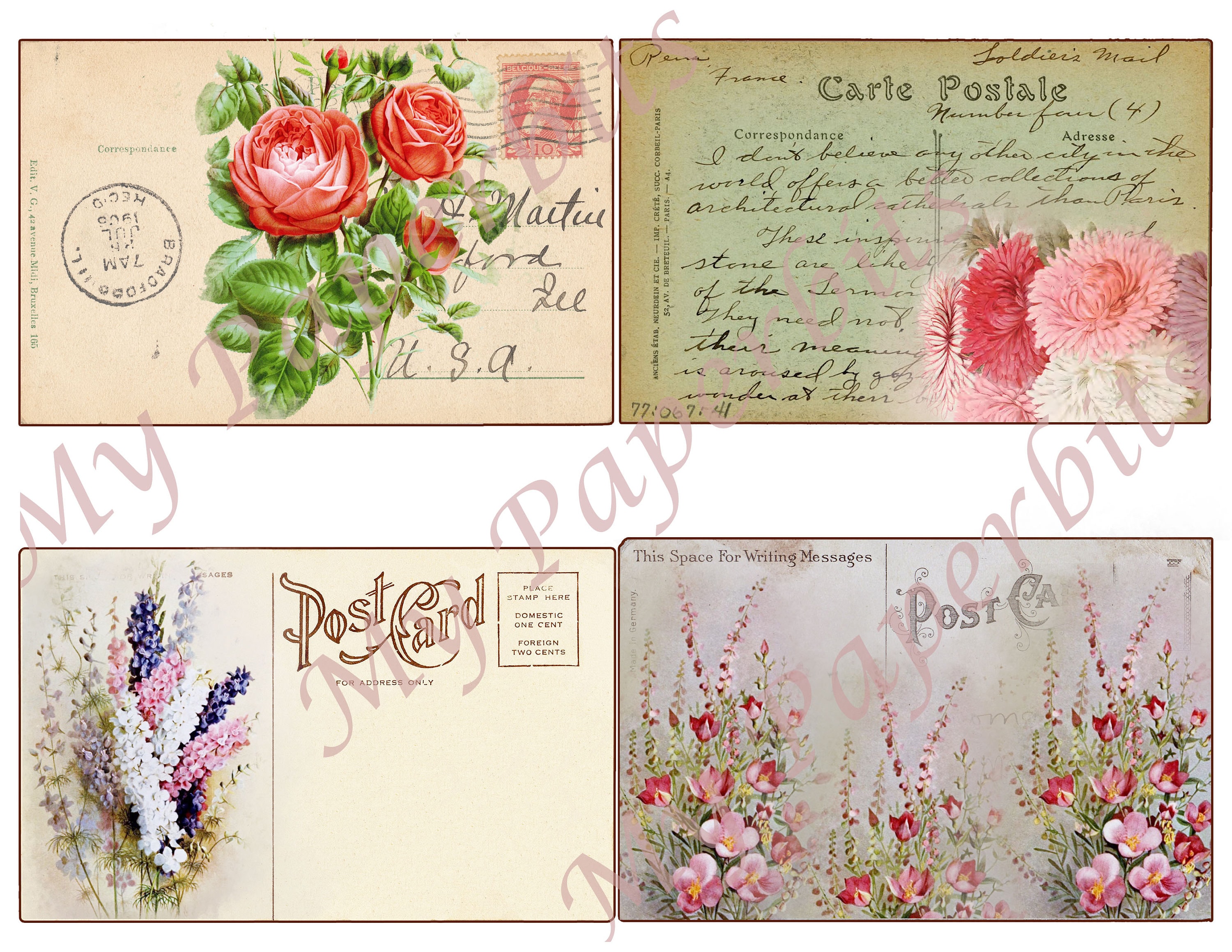 Vintage Digital Ephemera Vintage Ephemera Floral Ephemera - Etsy