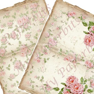 DIGITAL, Vintage Shabby Pink Rose ,pink Rose, Digital Junk Journal Kits ...