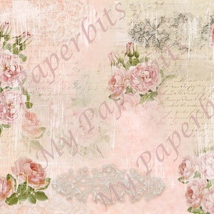 Digital,vintage Shabby Pink and Rose,pink Rose,digital Junk Journal ...
