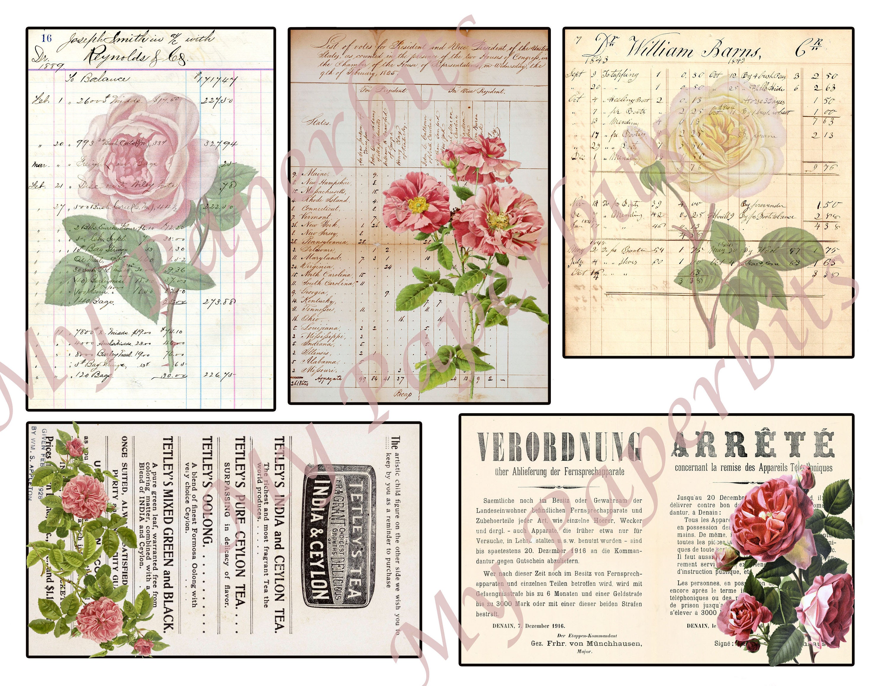 Vintage Digital Ephemera Vintage Ephemera Floral Ephemera - Etsy