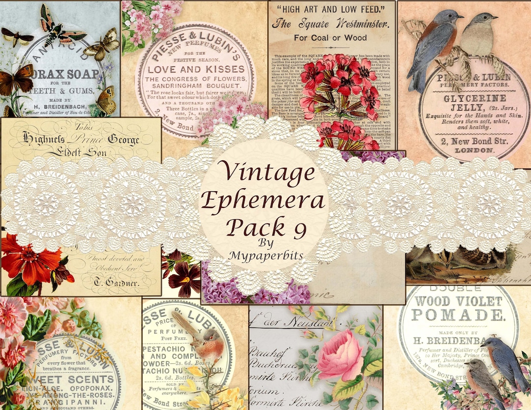 Vintage Digital Ephemera, Vintage Ephemera, Floral Ephemera, Journaling ...